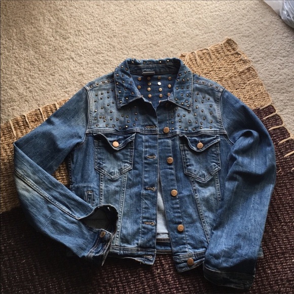 Zara | Jackets & Coats | Zara Stud Spiked Denim Jacket | Poshmark